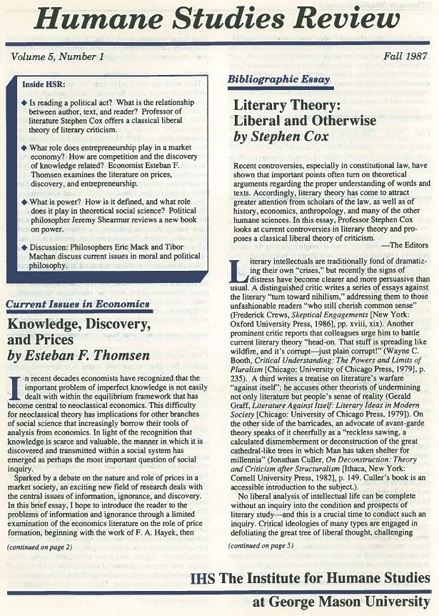 The Humane Studies Review: A Research and Study Guide | Libertarianism.org