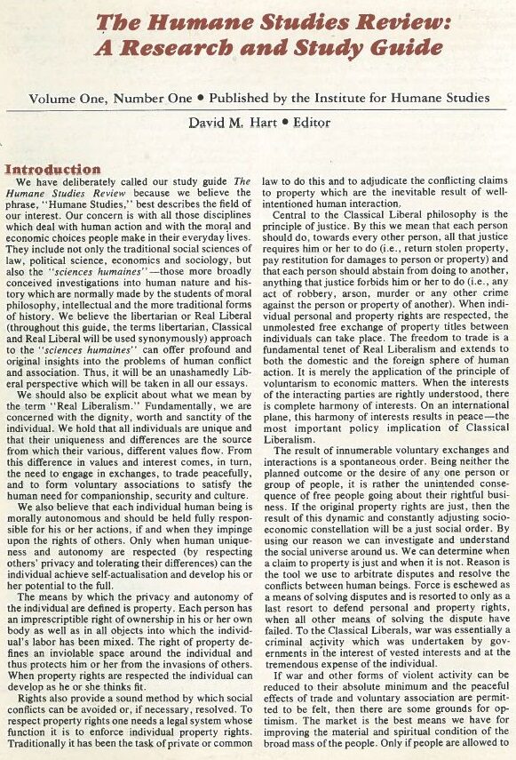 The Humane Studies Review: A Research and Study Guide | Libertarianism.org