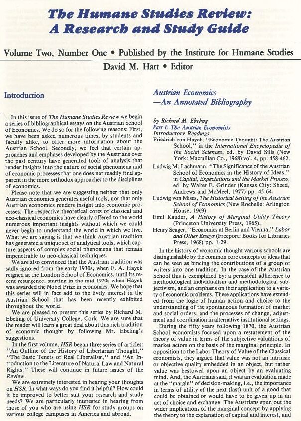 The Humane Studies Review: A Research and Study Guide | Libertarianism.org