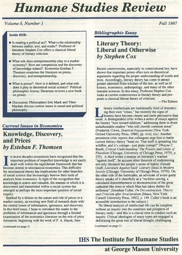 The Humane Studies Review: A Research and Study Guide | Libertarianism.org